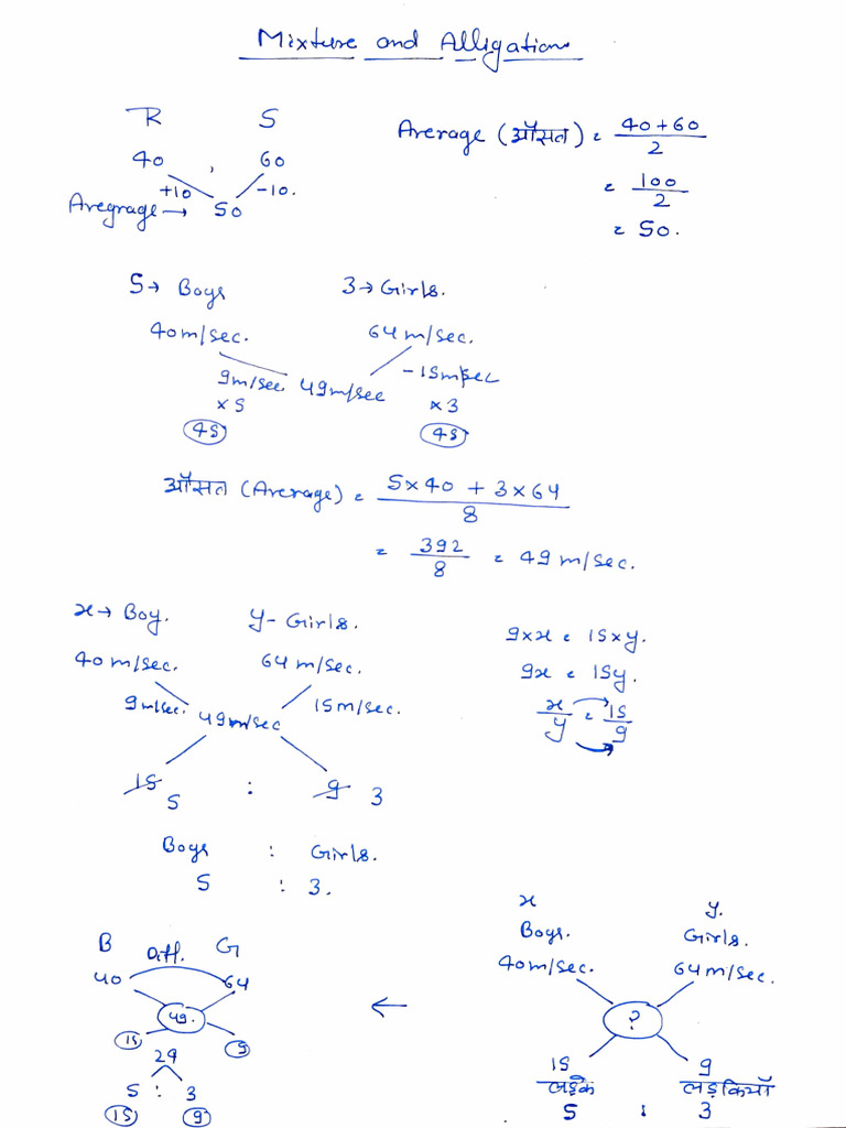 Mixture & Alligation Notes 14-09 - 300138 - Crwill - 241112 - 081342 | PDF