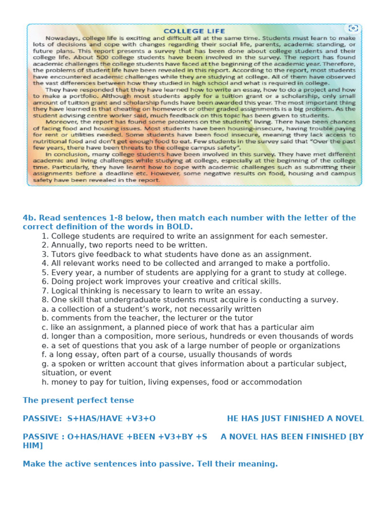 Lesson 2 Unit 2 College Life Worksheet by Nara | PDF