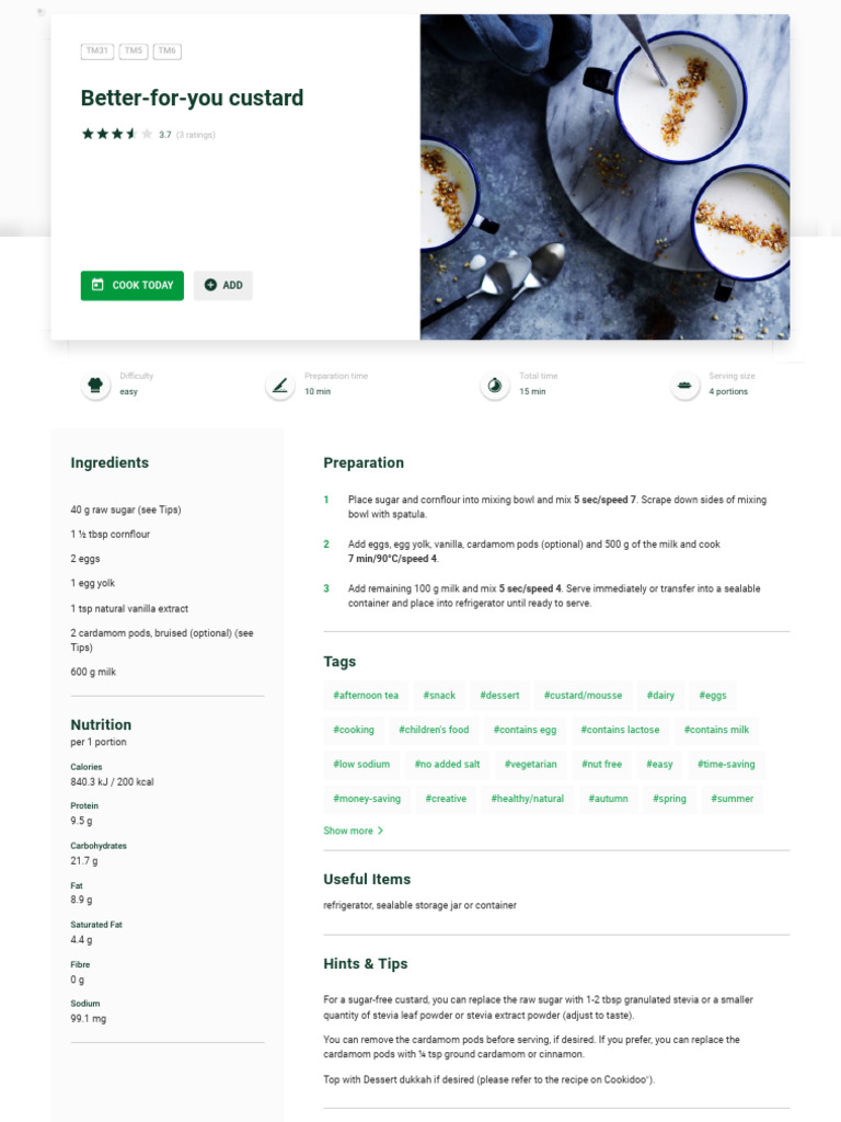 Better-For-You Custard - Cookidoo® - The Official Thermomix® Recipe ...
