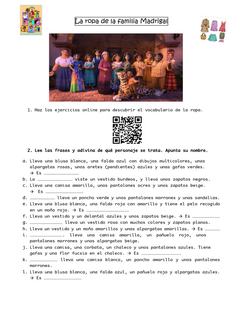 Vocabulario de la ropa Madrigal | PDF