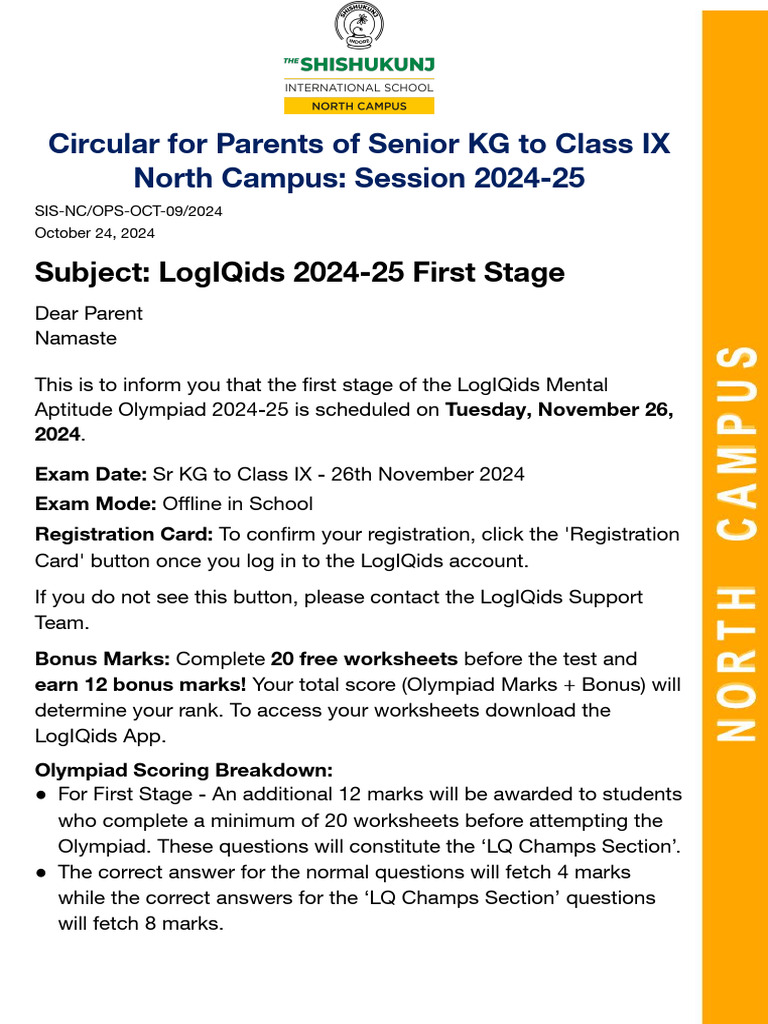 NC. LogIQids 2024-25 First Stage | PDF | Qualifications