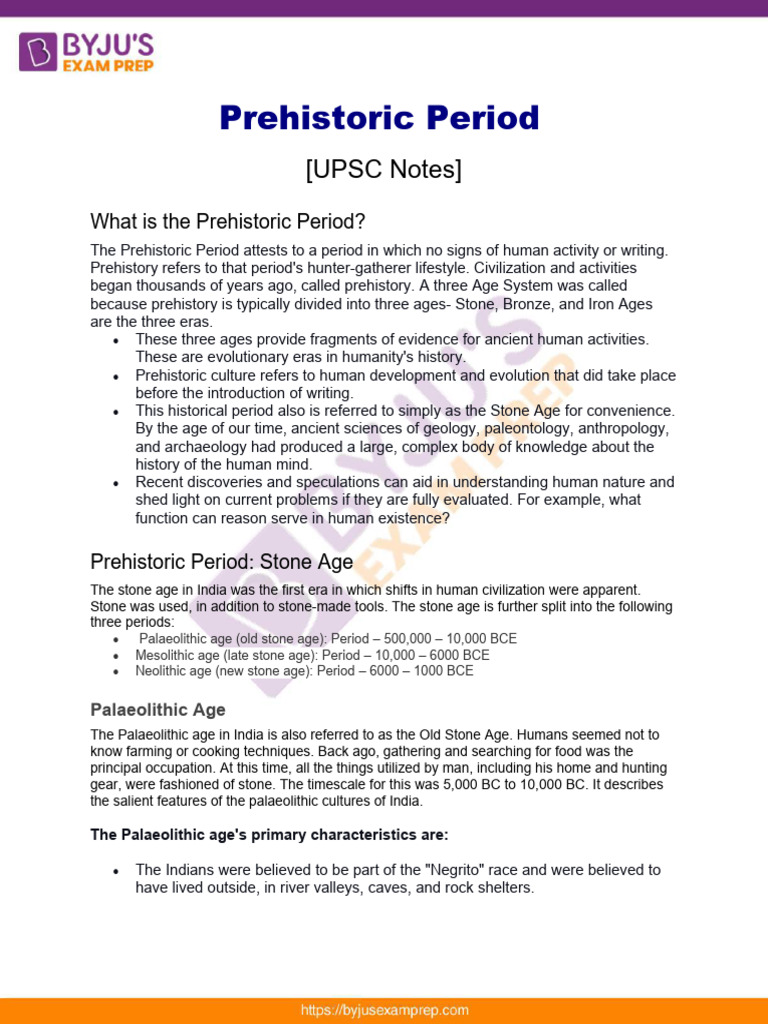 Prehistoric Period Upsc Notes 43 | PDF | Stone Age | Neolithic