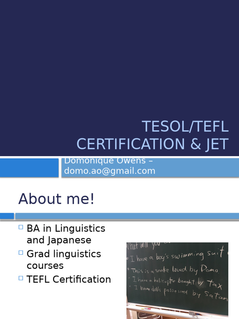 TEFL Certification & JET | PDF | English As A Second Or Foreign Language | Learning