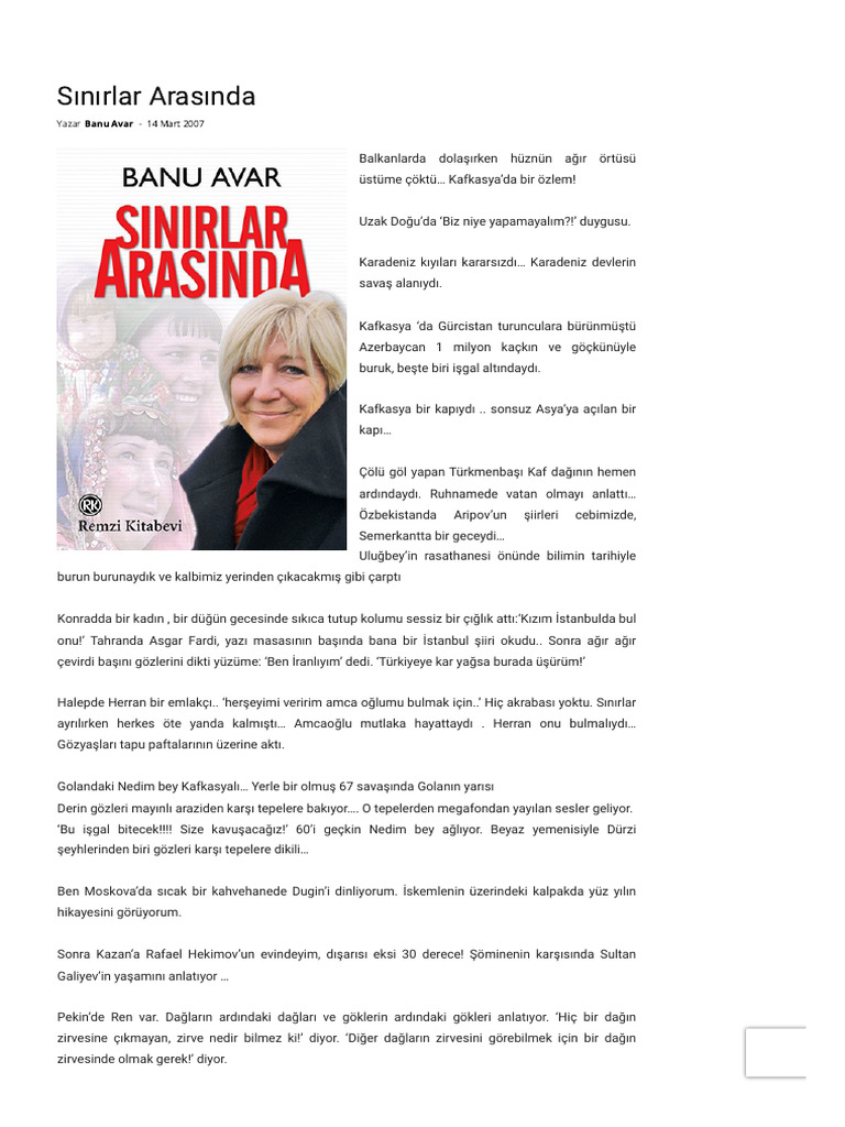 Sınırlar Arasında - Banu Avar | PDF