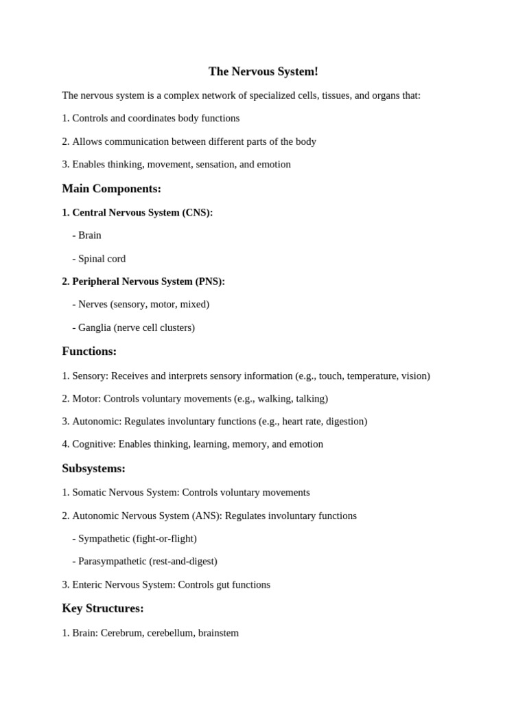 The Nervous System | PDF | Nervous System | Central Nervous System