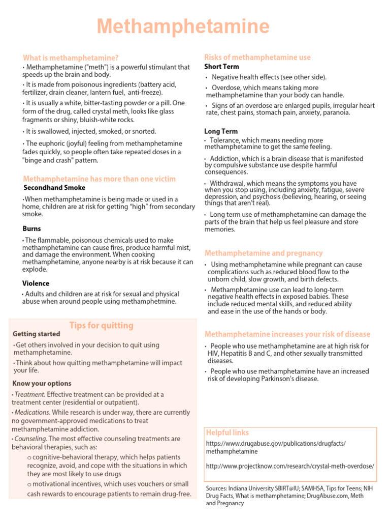 Patient Education Methamphetamine | PDF | Methamphetamine | Diseases And Disorders