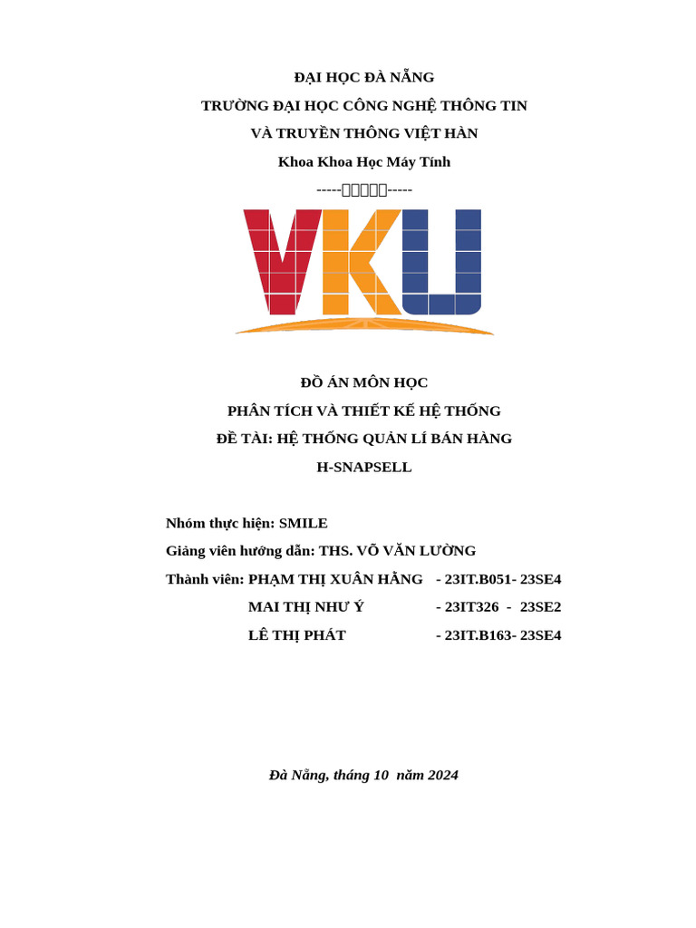 Báo Cáo PTTKHT 1 | PDF