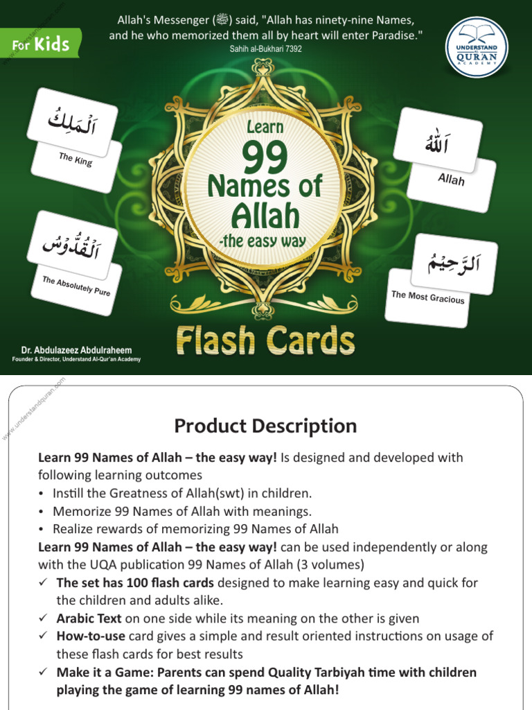99name of Allah FlashCards | PDF | Flashcard | Religious Belief And ...