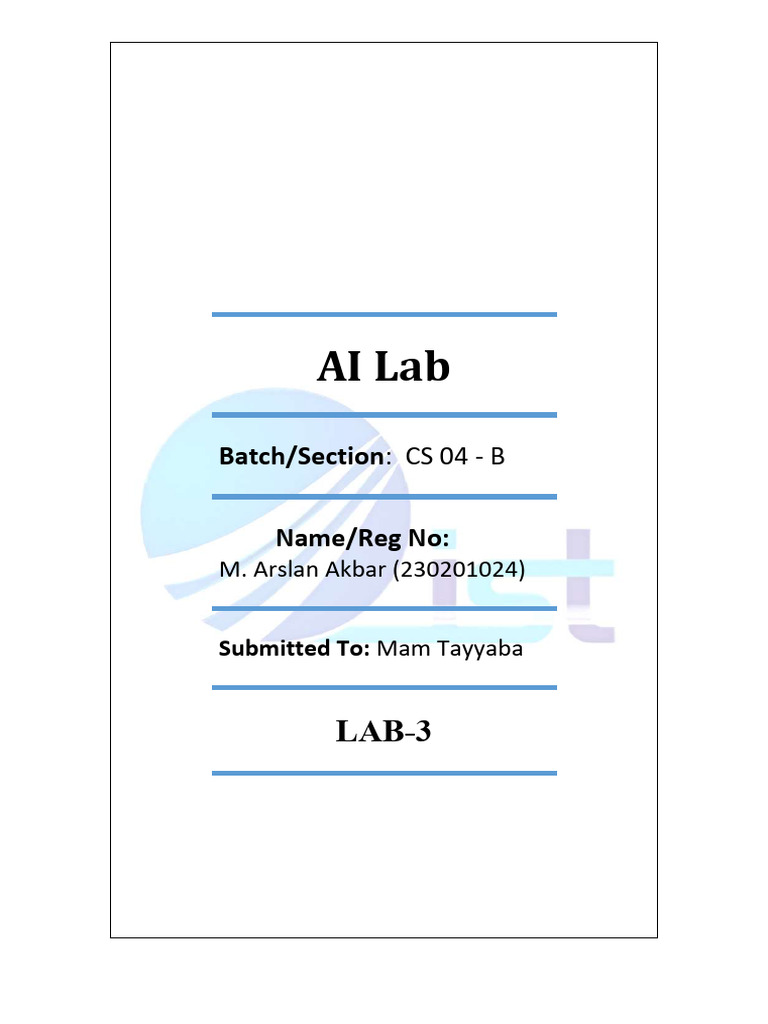 AI Lab: Batch/Section Name/Reg No | PDF