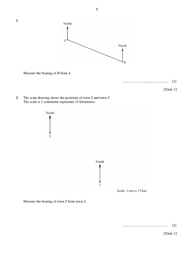 Three Figure Bearings Exercises | PDF | Trigonometry | Elementary Geometry