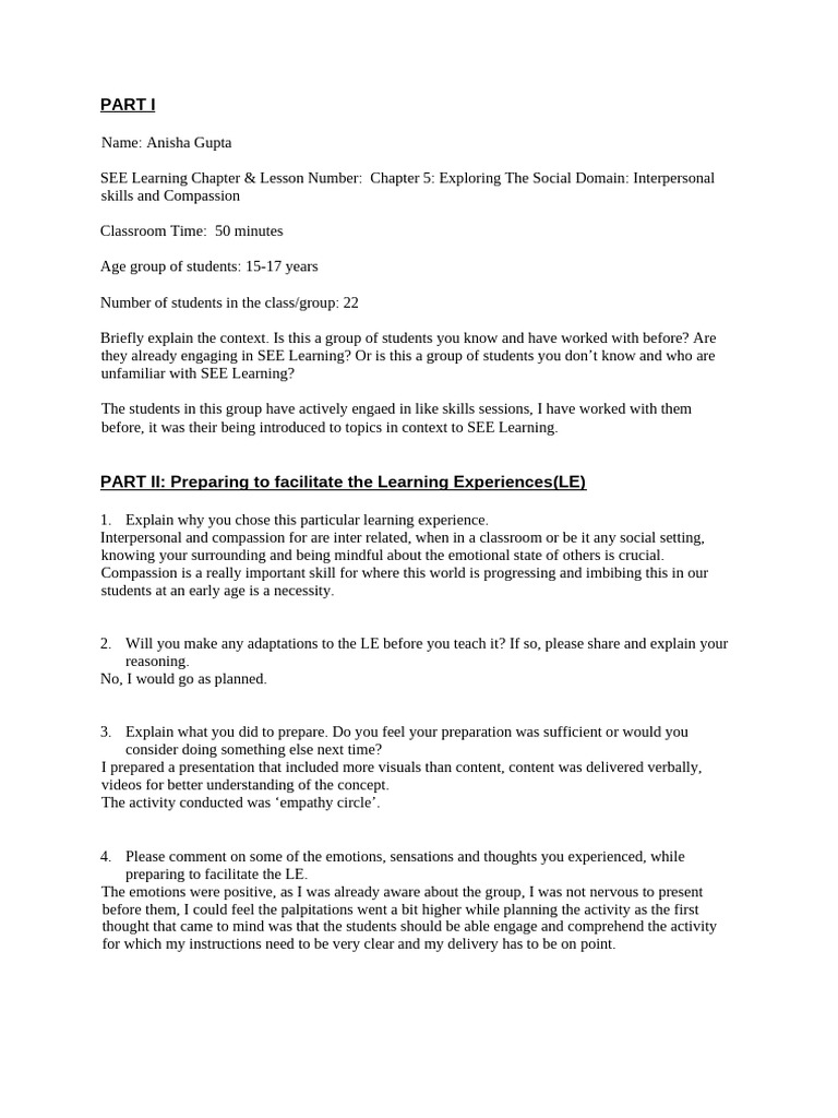 Teaching Students Assignment | PDF | Empathy | Learning