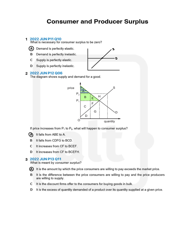 Understanding Producer Surplus Areas | PDF | Elasticity (Economics ...