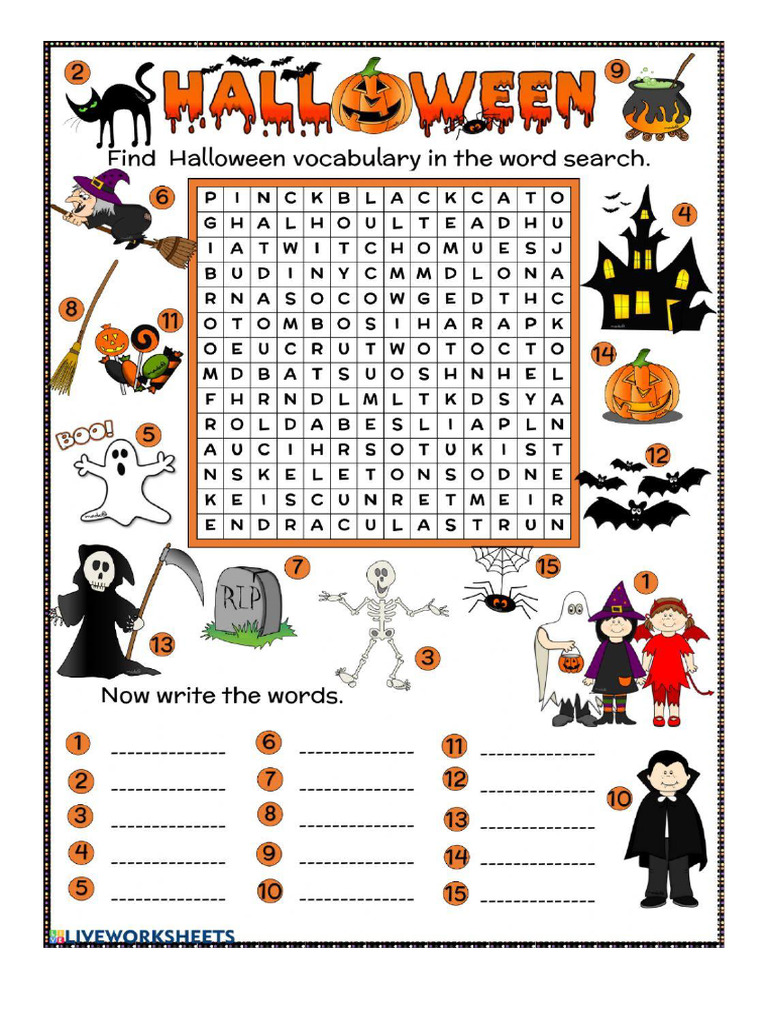 Halloween Vocabulary Wordsearch | PDF