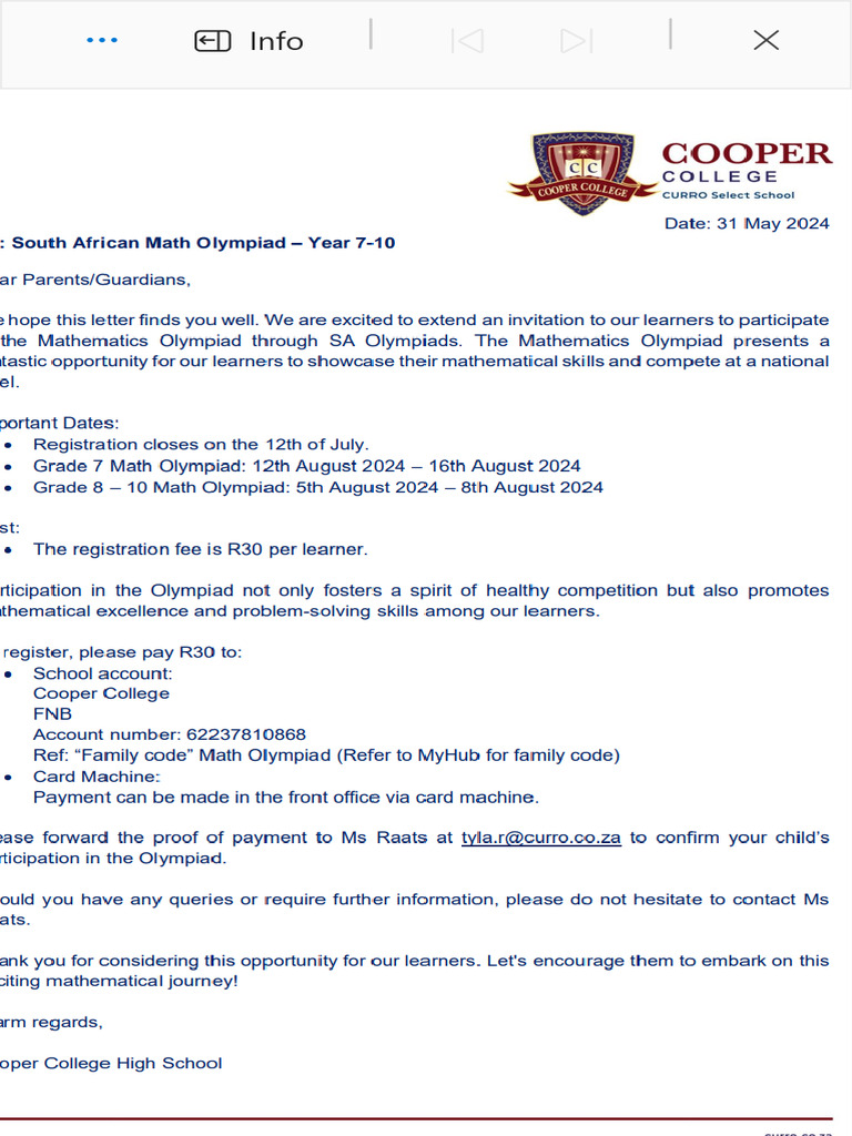 Cooper College High School Information Link - OneDrive | PDF