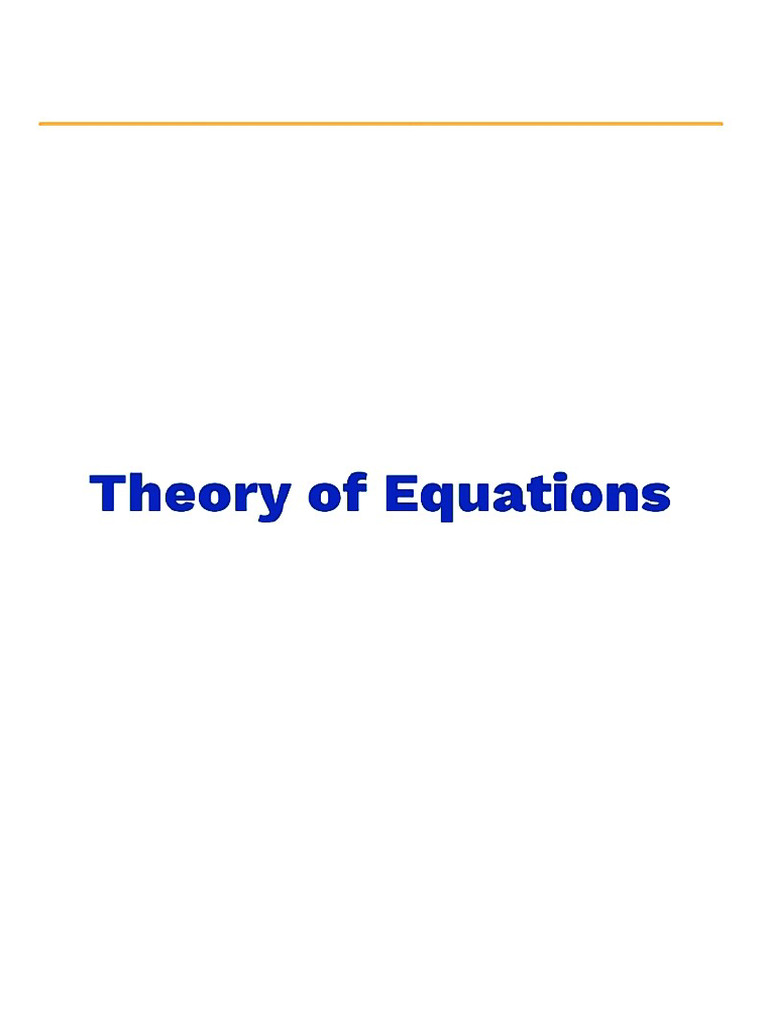 Theory of Equations | PDF