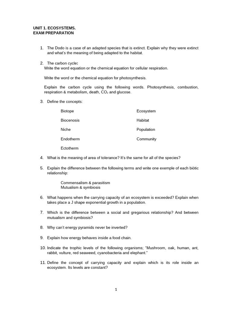 UNIT 1 Exam Preparation | PDF | Science & Mathematics