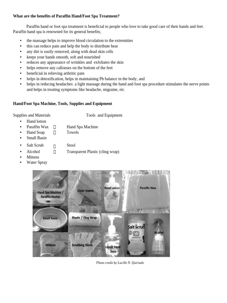 Benefits of Paraffin Hand/Foot Spa | PDF | Clinical Medicine | Medical ...