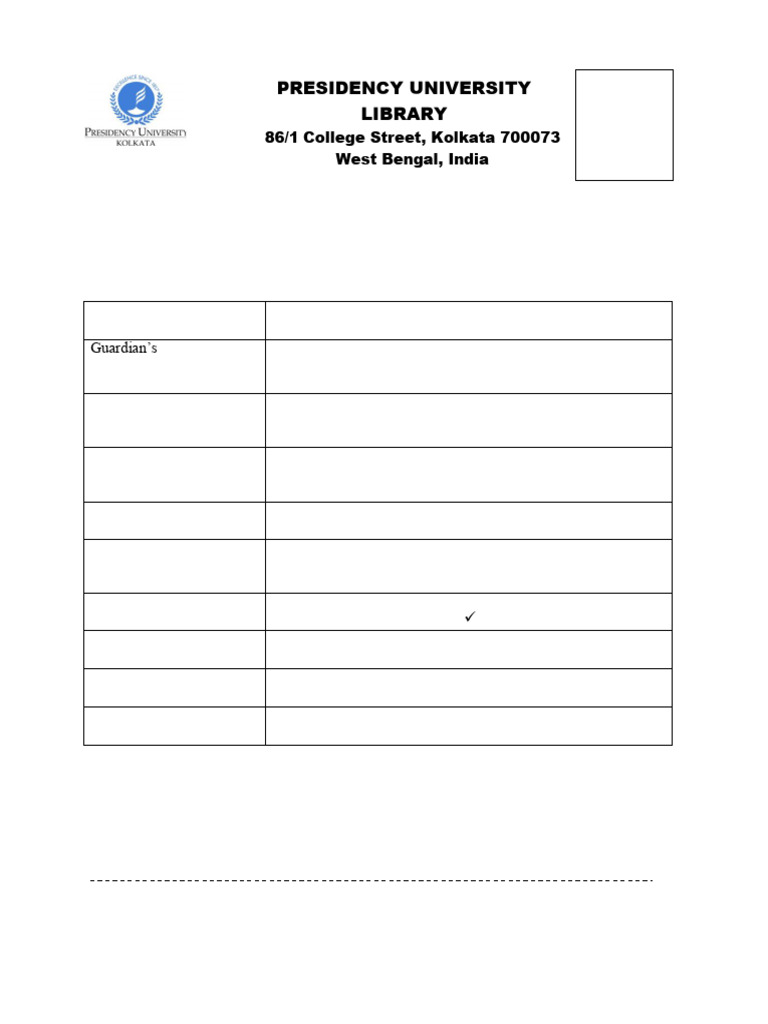 Library Membership Form For Students | PDF