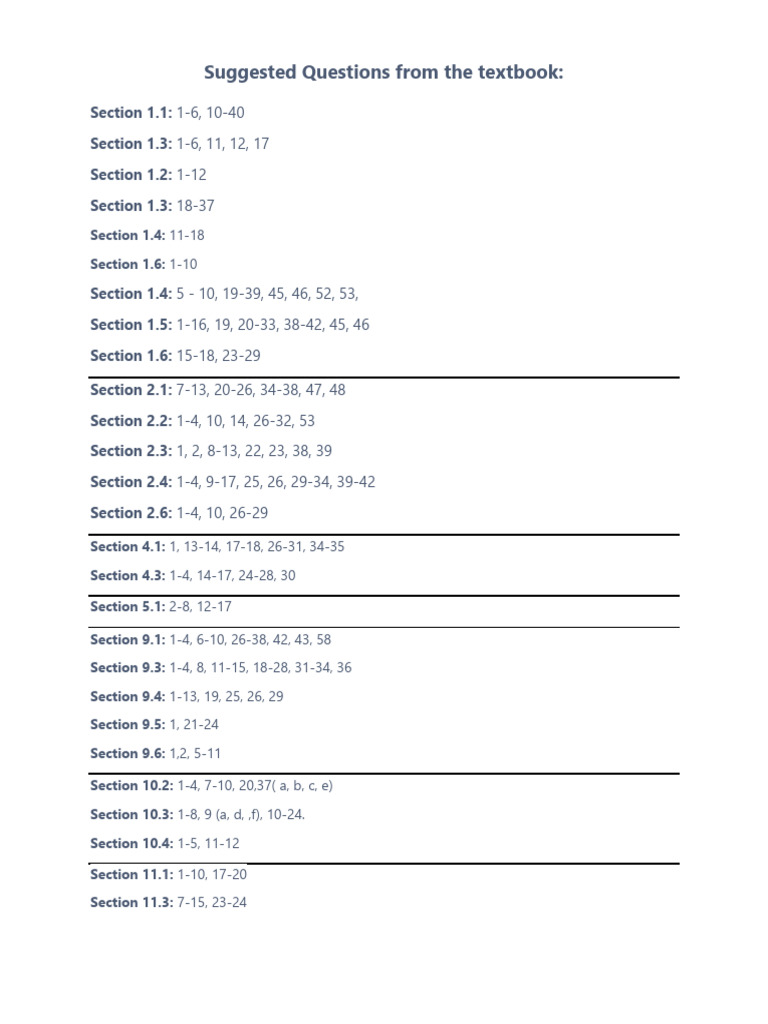 Suggested Questions From The Textbook:: Section 1.1: Section 1.3 ...