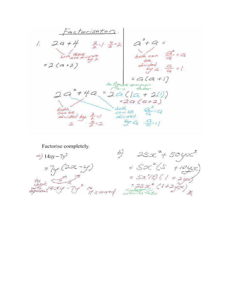 IGCSE Maths 24.4.23 Factorisation | PDF