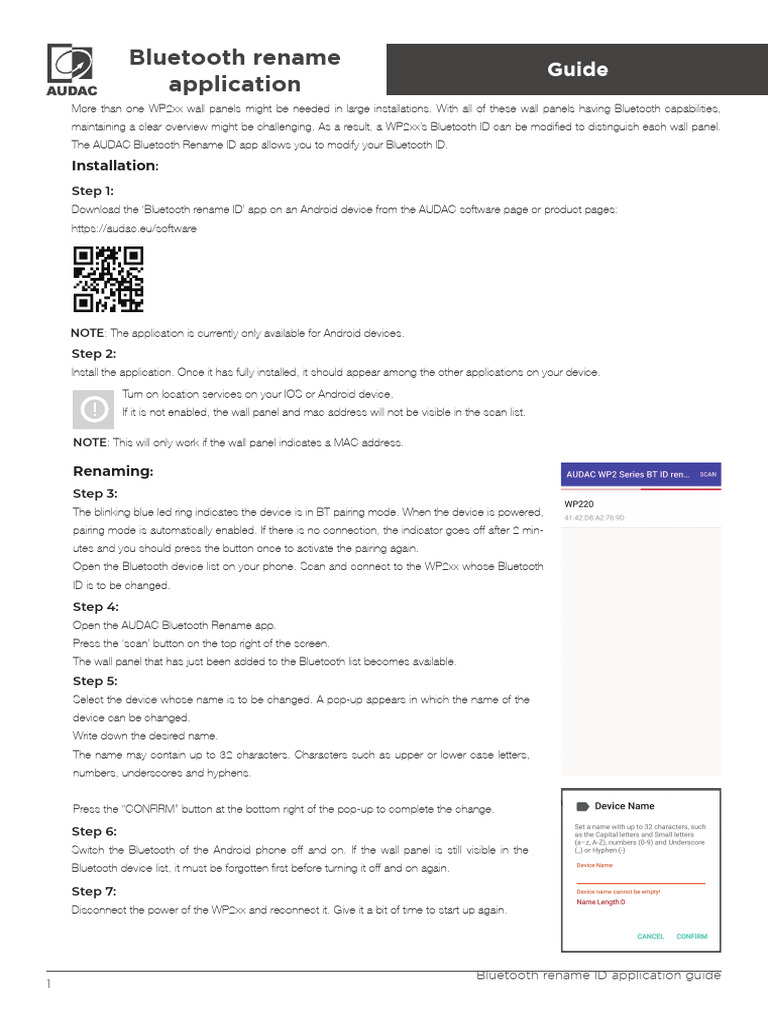 Rename Bluetooth ID for WP2xx Devices | PDF | Bluetooth | Android (Operating System)