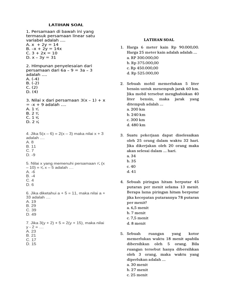 Soal Perbandingan Kelas 7 SMP Semester | PDF