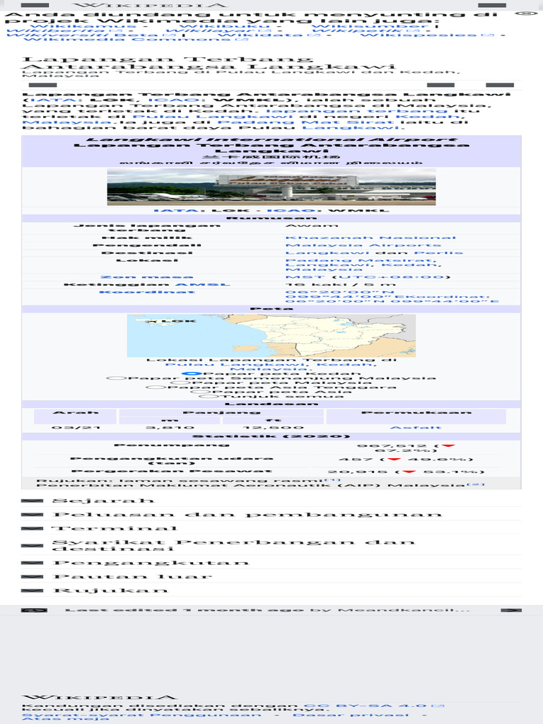 Lapangan Terbang Antarabangsa Langkawi - Wikipedia Bahasa Melayu, Ensiklopedia Bebas | PDF