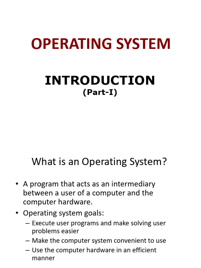 OS 1 Introduction Part-I | PDF | Computer Data Storage | Process (Computing)