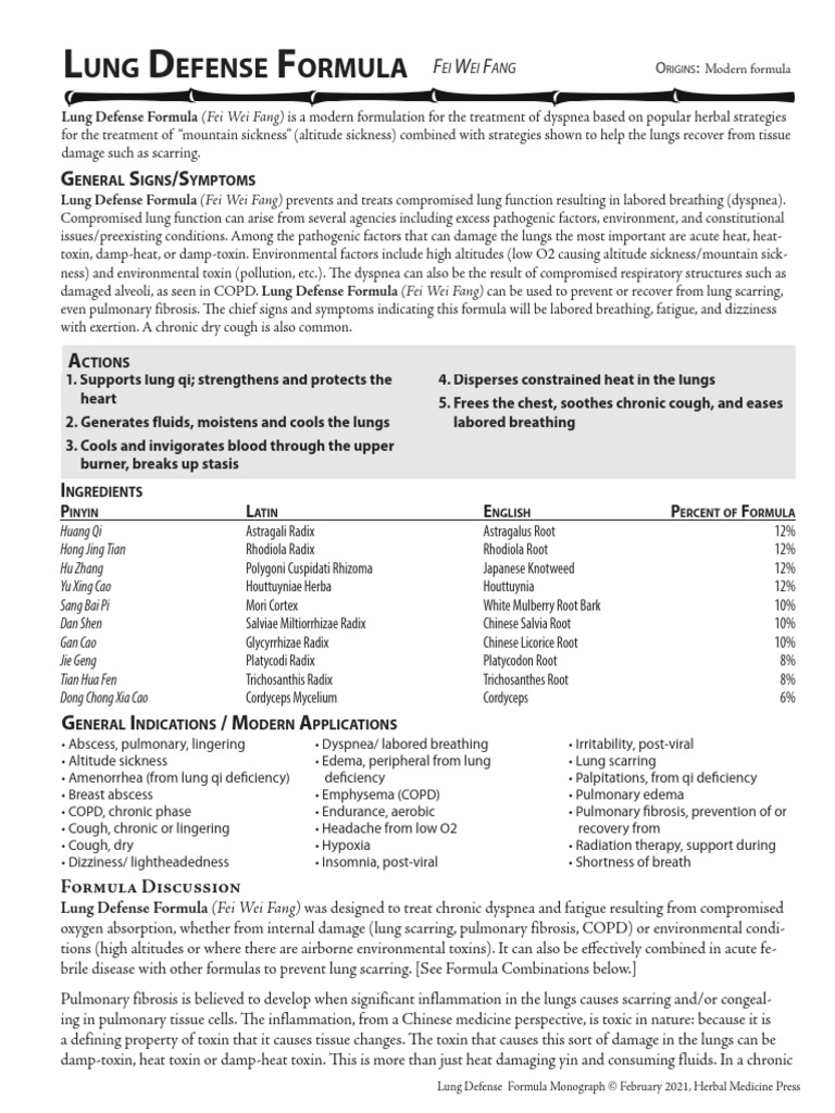 Lung Defense Formula | PDF | Lung | Chronic Obstructive Pulmonary Disease