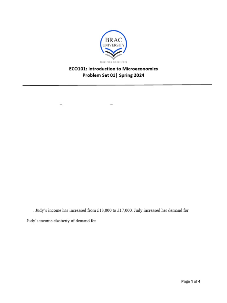 ECO101 Problem Set Pre Mid | PDF | Economic Surplus | Demand