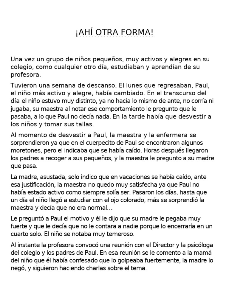 AHÍ OTRA FORMA, Tarea de Un Relato - Luana | PDF