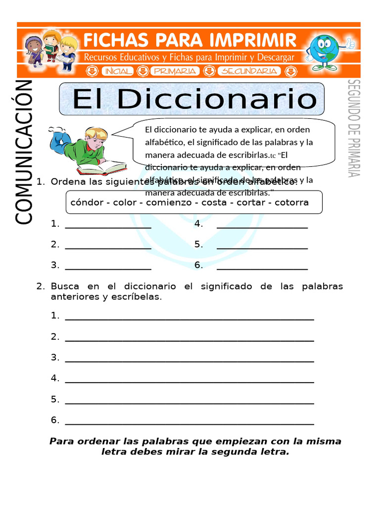 Ejercicios de Diccionario para Primaria | PDF
