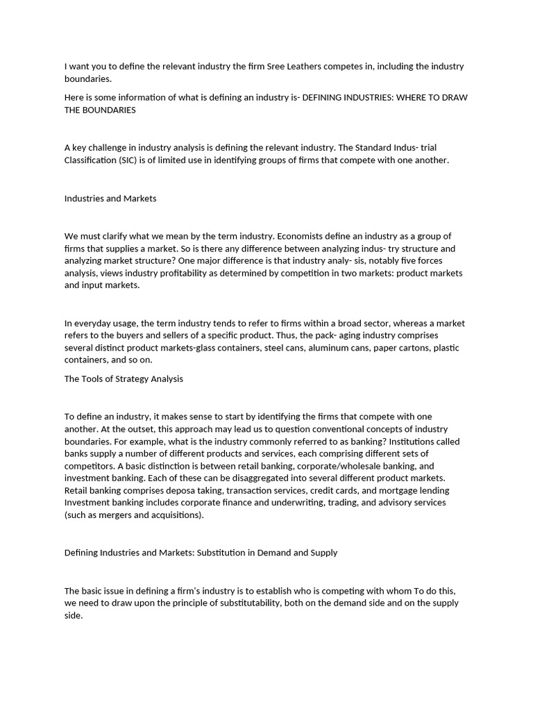 Defining The Industry Structure | PDF | Market (Economics) | Retail