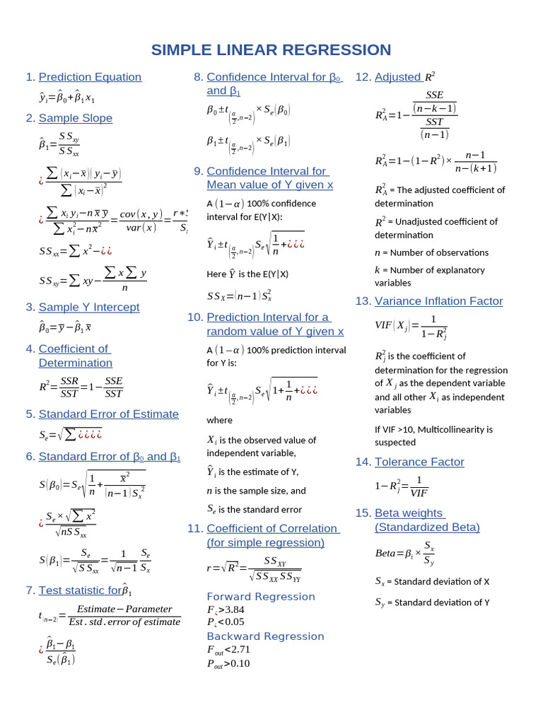 Simple Linear Regression Guide | PDF | Errors And Residuals | Regression Analysis