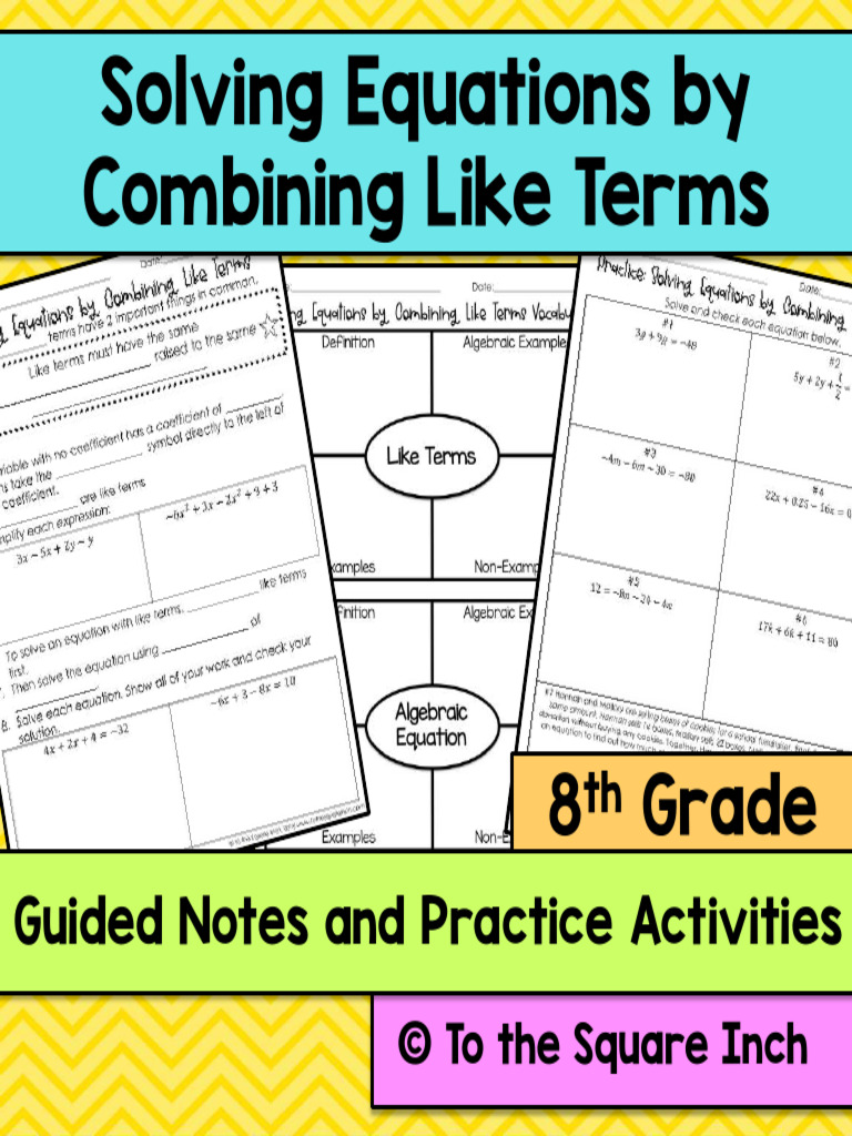 8th Grade Combining Like Terms Guide | PDF | Equations | License