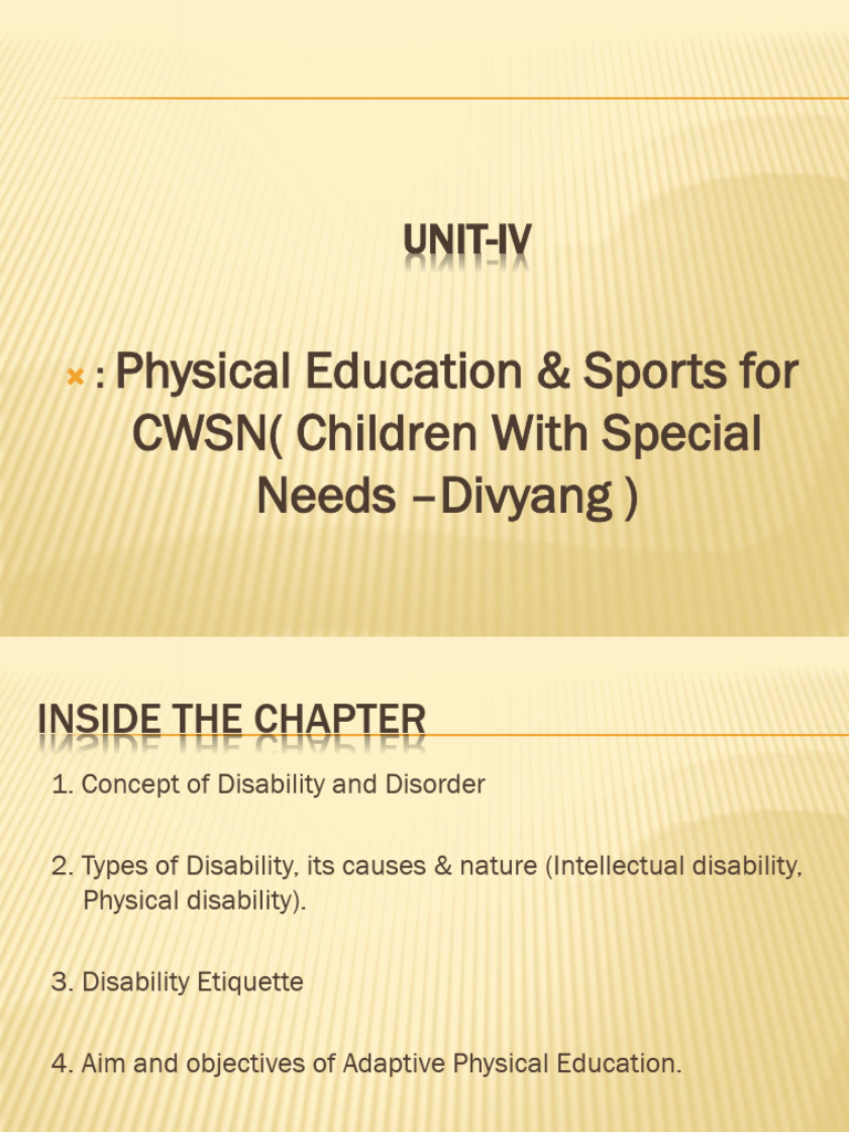 Adaptive Physical Education for CWSN | PDF | Intellectual Disability ...