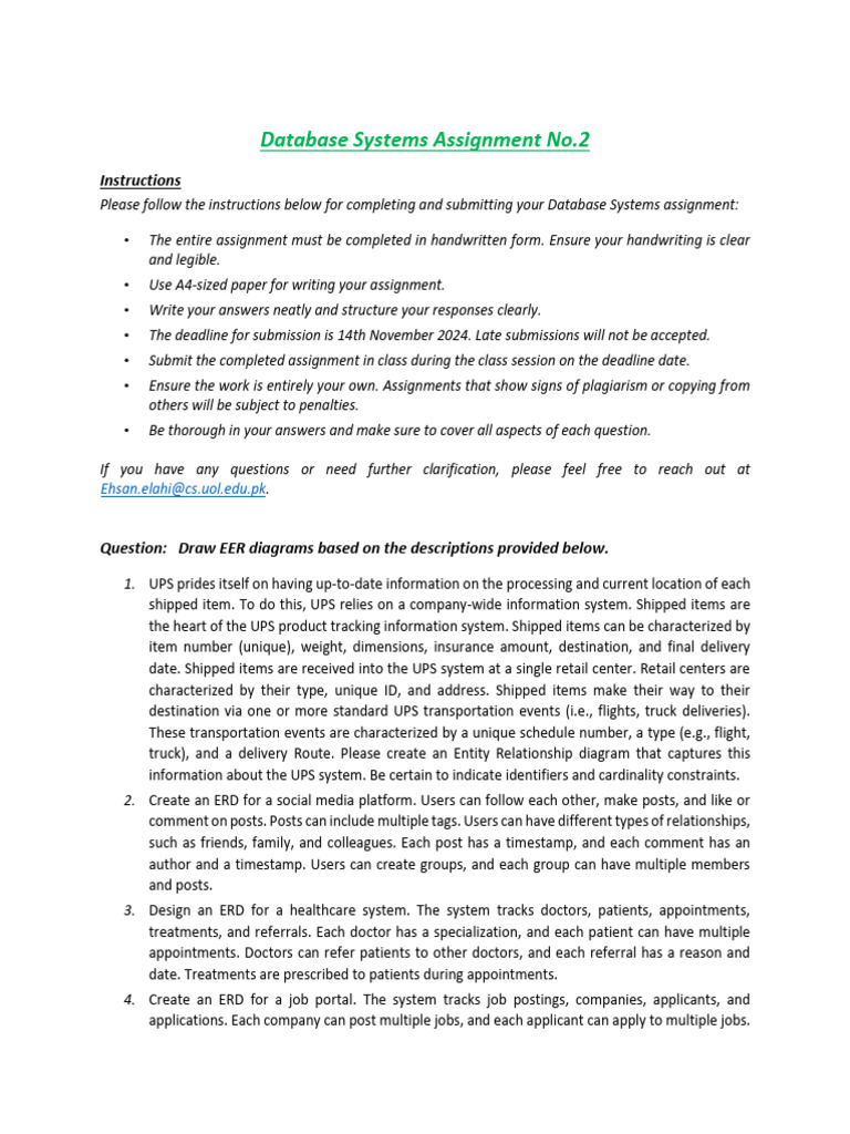 Database Systems Assignment No 2 | PDF | Patient | Loans Database Systems Assignment No 2 | PDF | Patient | Loans