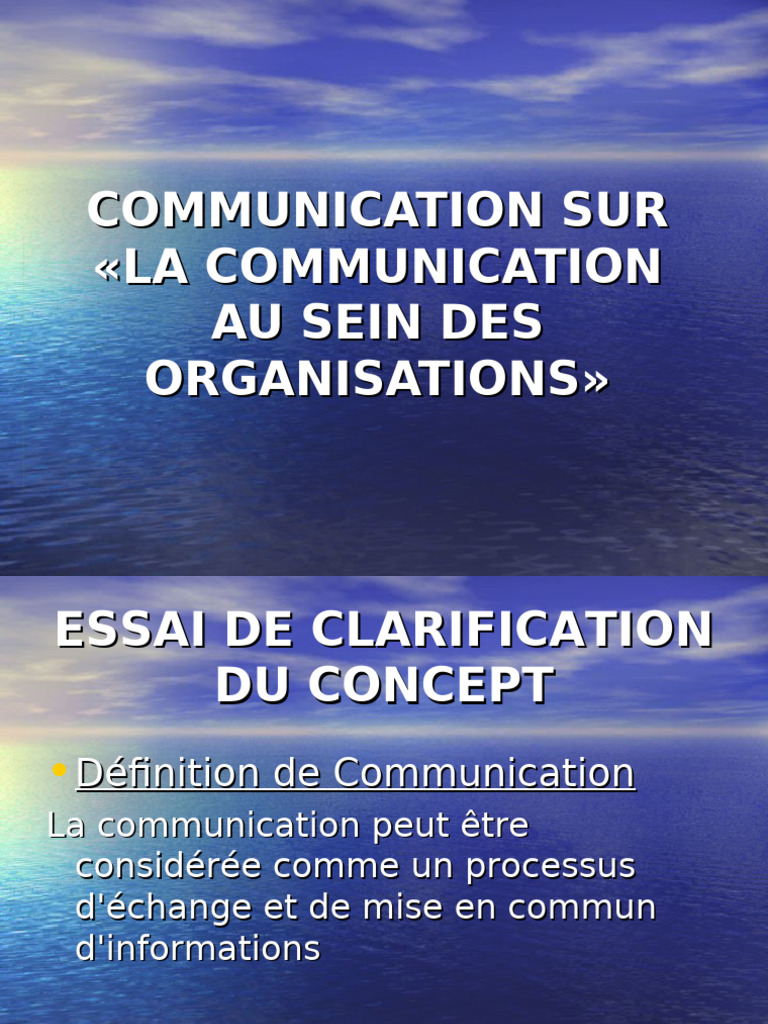 Communication Sur Communication Au Sein Des Organisations | PDF | la ...