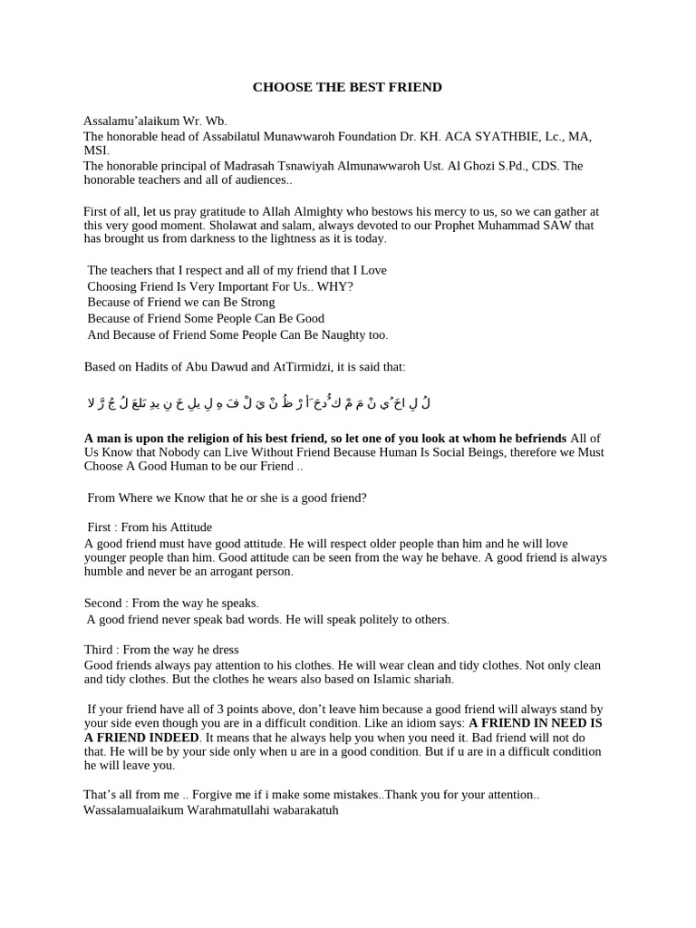 Choose The Best Friend | PDF | Self-Improvement | Lifestyle