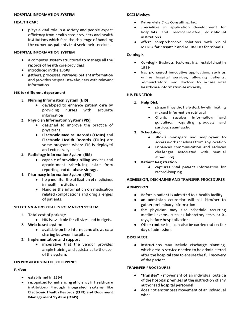 Hospital Information System | PDF | Electronic Health Record | Inventory Hospital Information System | PDF | Electronic Health Record | Inventory