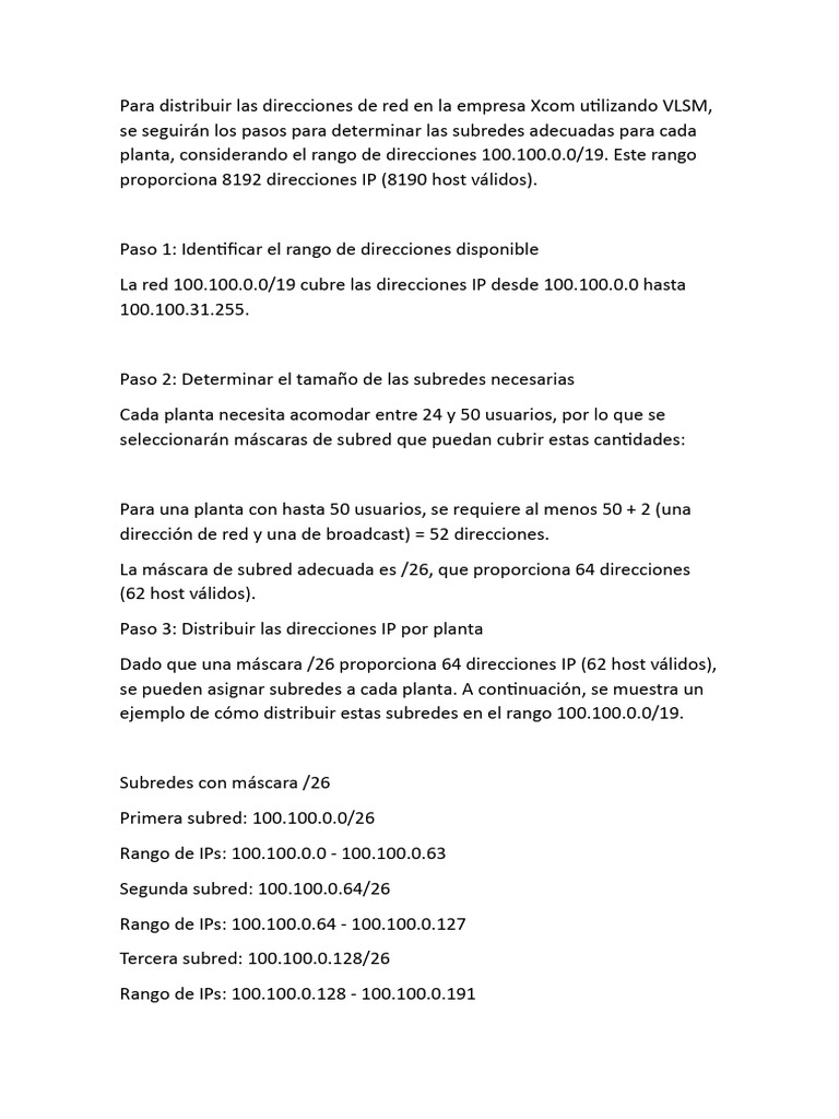 Ejercicios VLSM | PDF | Dirección IP | Enrutamiento