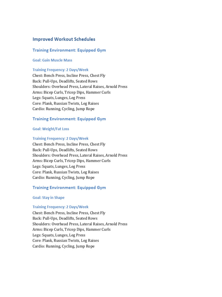 Gym & Home Workout Plans | PDF | Aerobic Exercise | Thorax