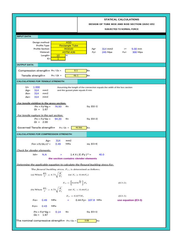 Design of Tube Box and Rod Section (Aisc-05) | PDF | Teaching Methods ...