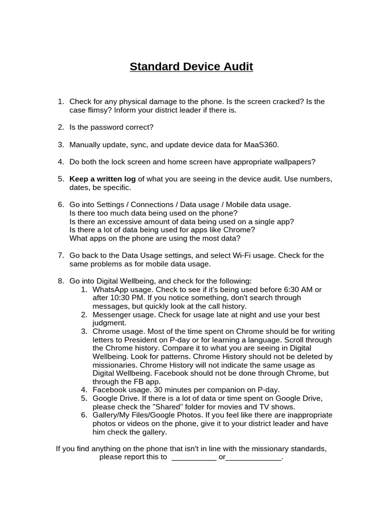 Standard Device Audit | PDF