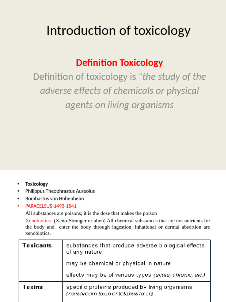 Introduction and History of Toxicology-1 | PDF | Toxicity | Toxicology