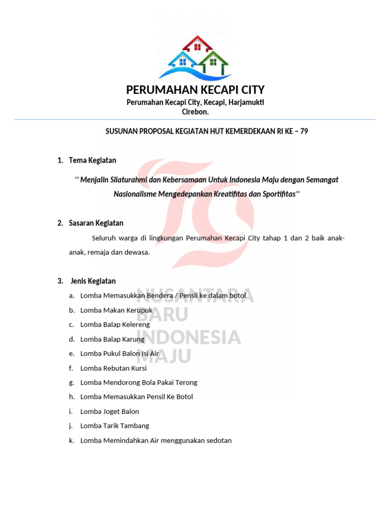 1-Proposal 17 Agustus 2024 Kecapi City | PDF | Karier & Perkembangan
