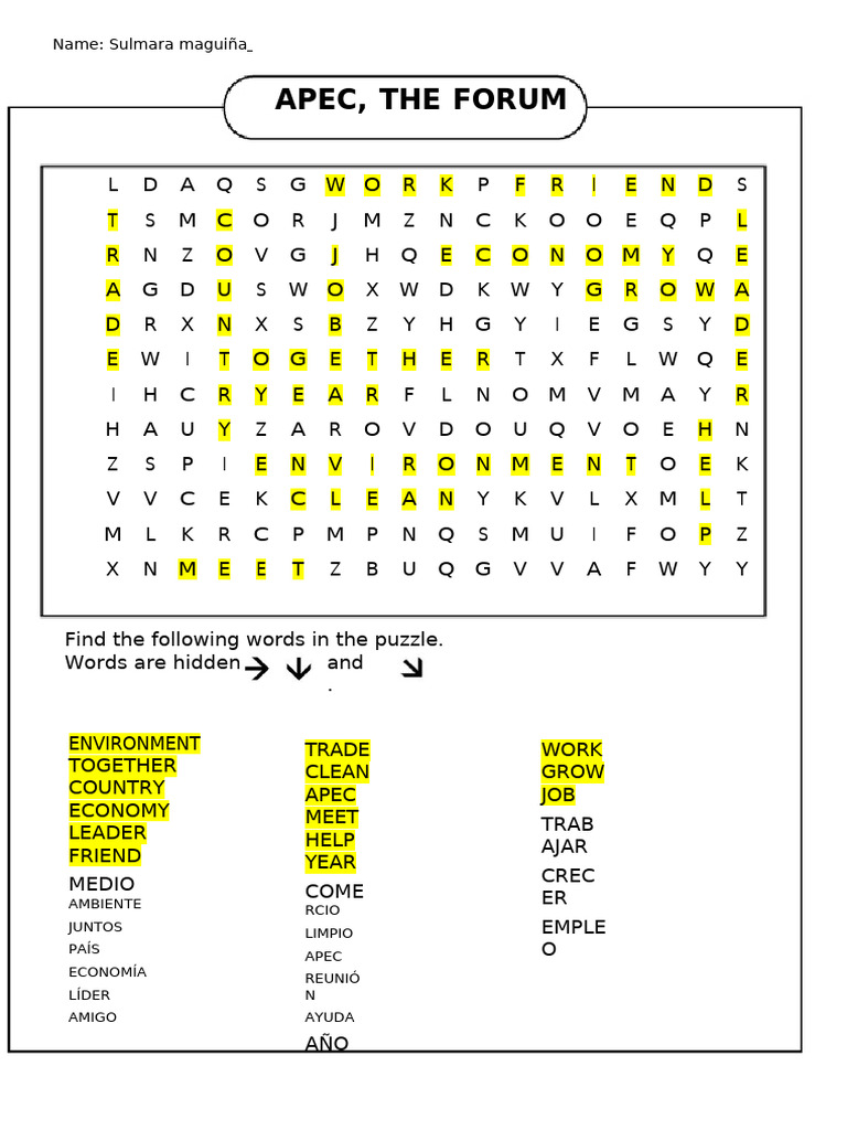 Wordsearch Apec The Forum-Ciclo Vi | PDF | Word Search | Word Puzzles
