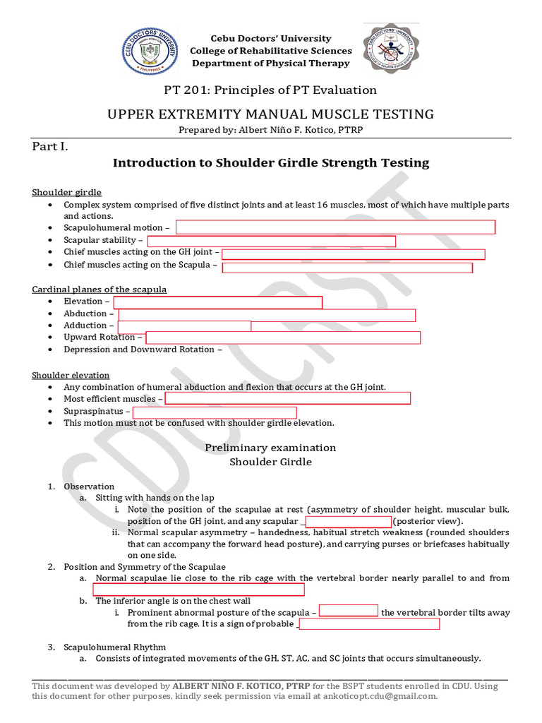 Handouts On Upper Extremity MMT | PDF | Anatomical Terms Of Motion ...