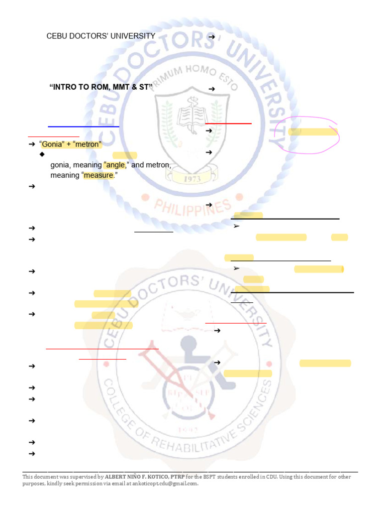 Intro To ROM, MMT, and Special Test | PDF | Anatomical Terms Of Motion ...