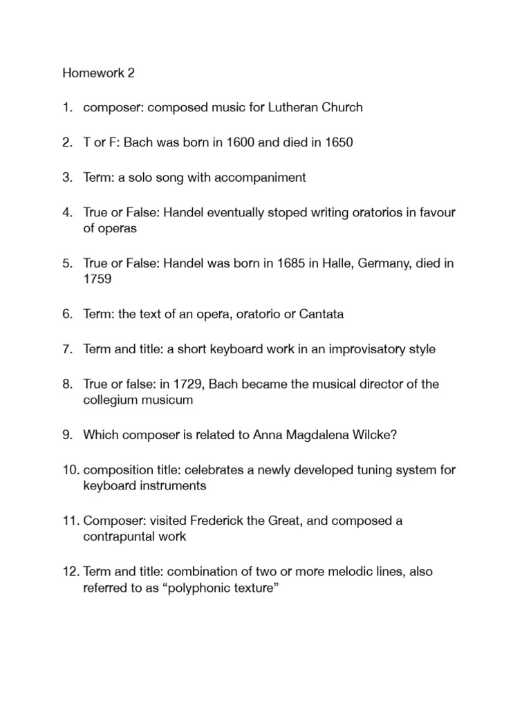 Homework 2 | PDF | Johann Sebastian Bach | Choir
